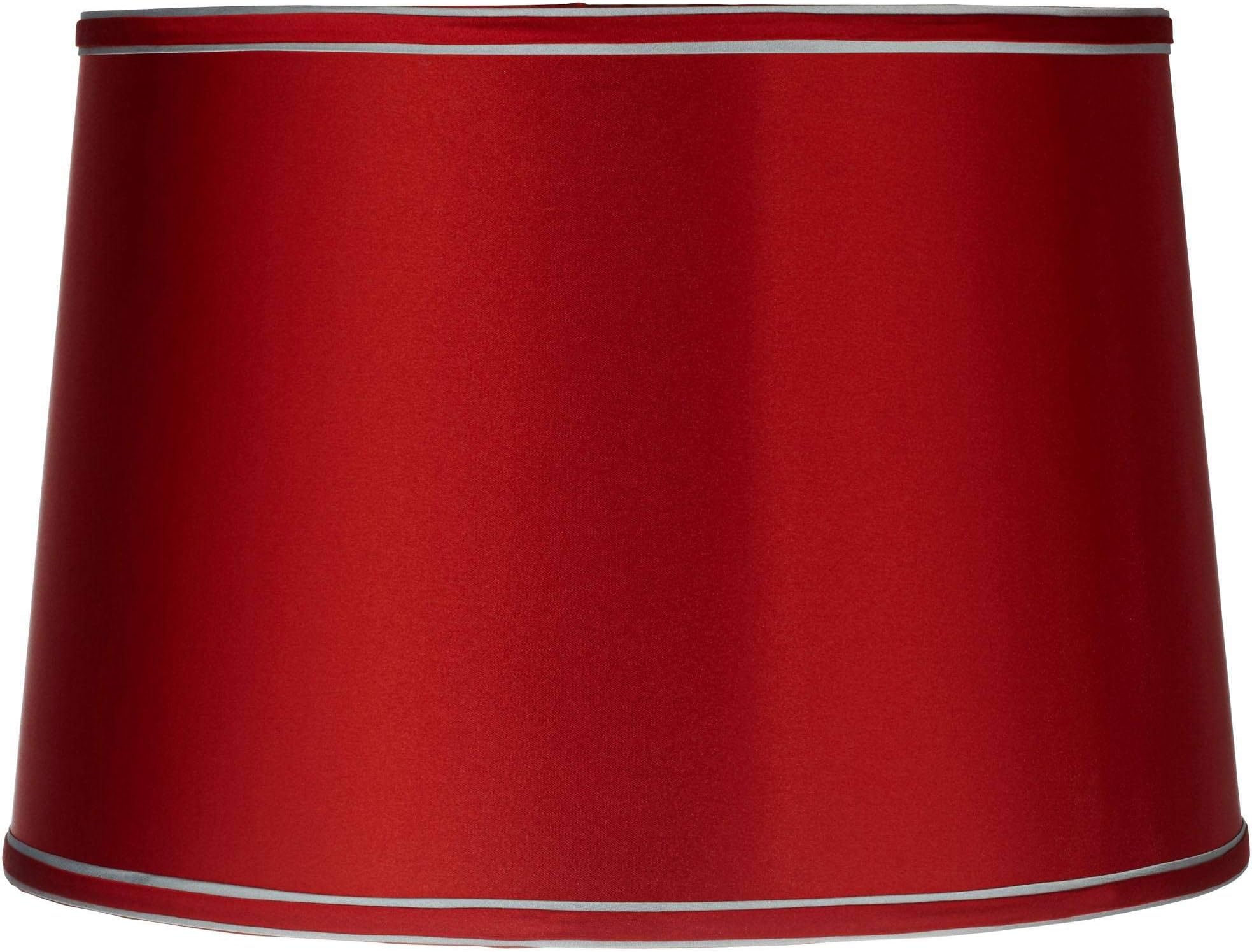Sydnee Satin Red Medium Drum Lamp Shade 14" Top x 16" Bottom x 11 ...