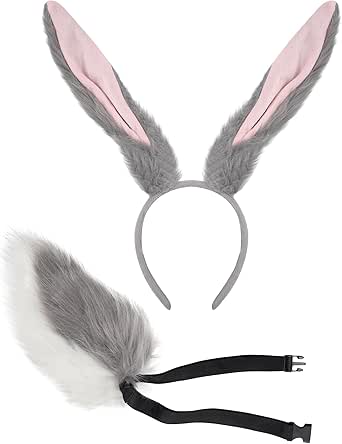 Amazon.com: Roicaholy Rabbit Ears Tail Set - Fluffy Faux Fur Bendable ...