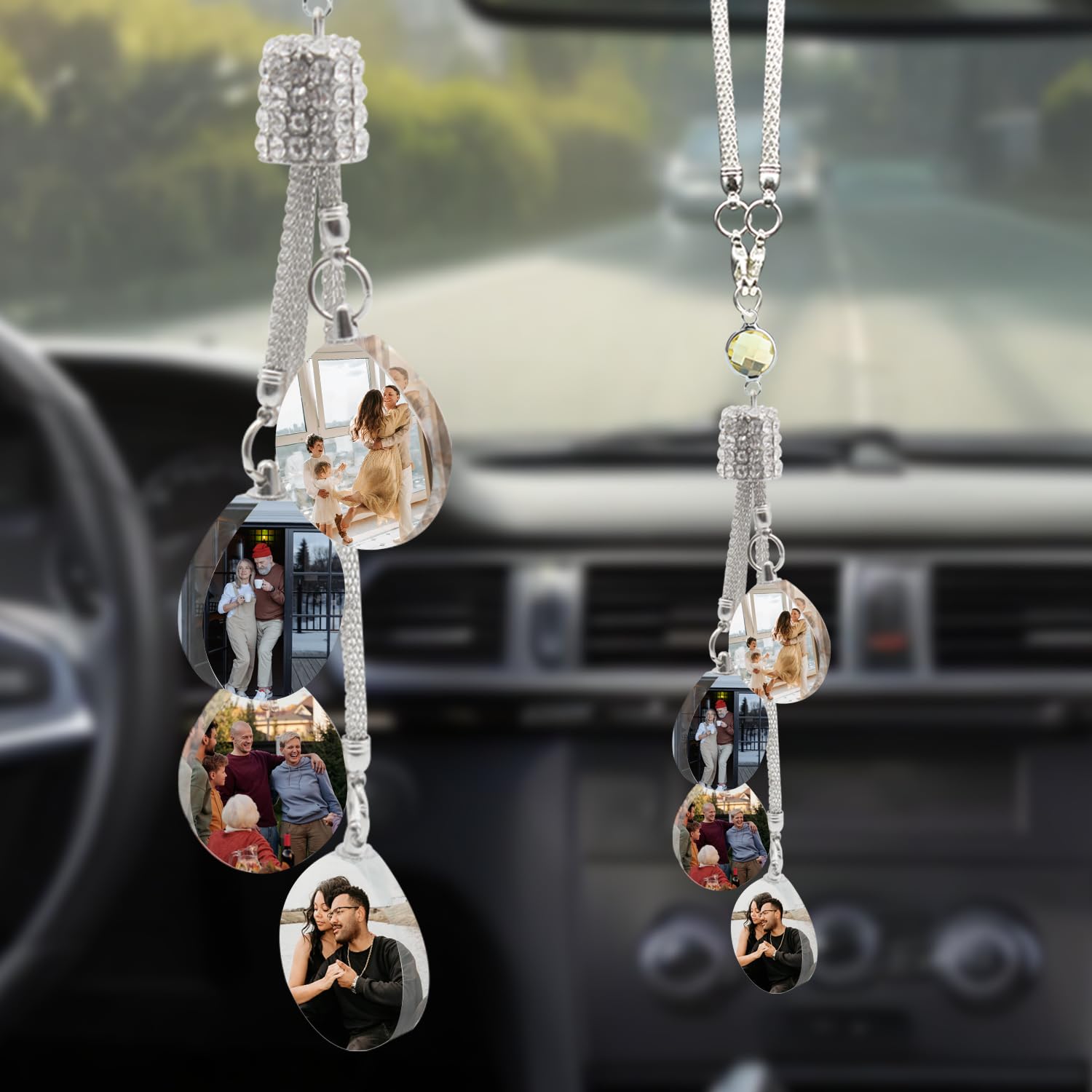 Amazon.com: AIFLM Personalized Photo Crystal Car Hanging Ornaments ...