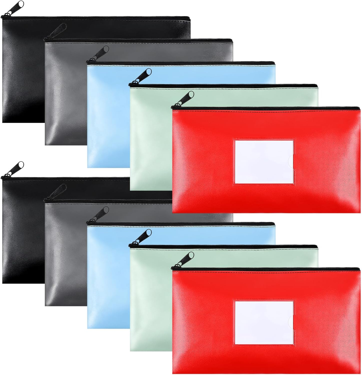 Amazon.com: 10 Pack Money Bags with Zipper, PU Leather Bank Deposit ...