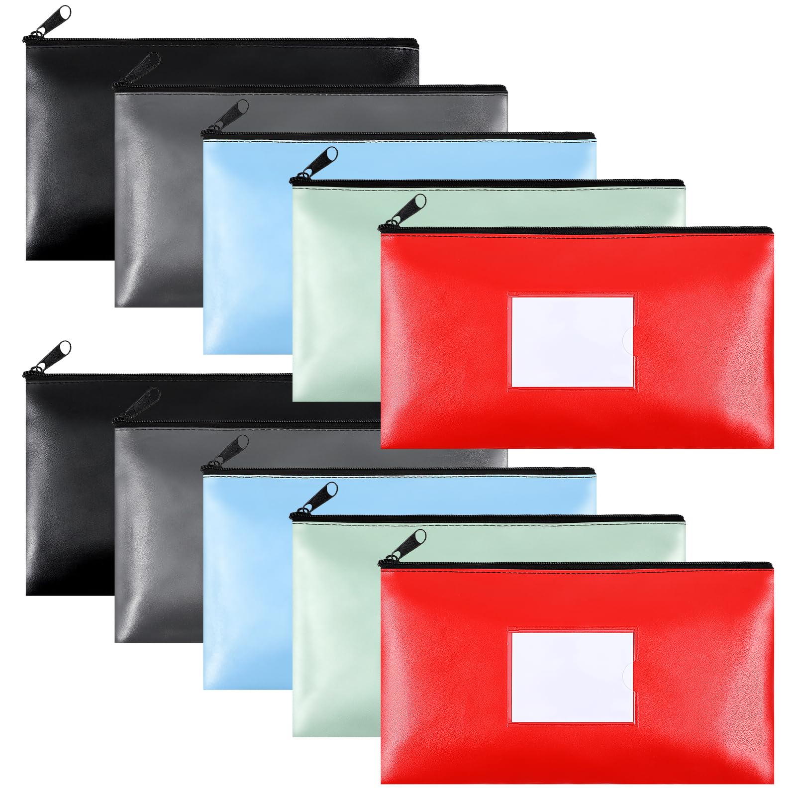 Amazon.com: 10 Pack Money Bags with Zipper, PU Leather Bank Deposit ...