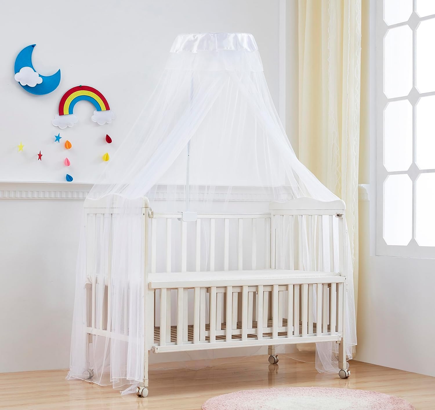 Amazon.com: Mengersi Bed Canopy Crib Canopy Holder Mosquito Net with ...