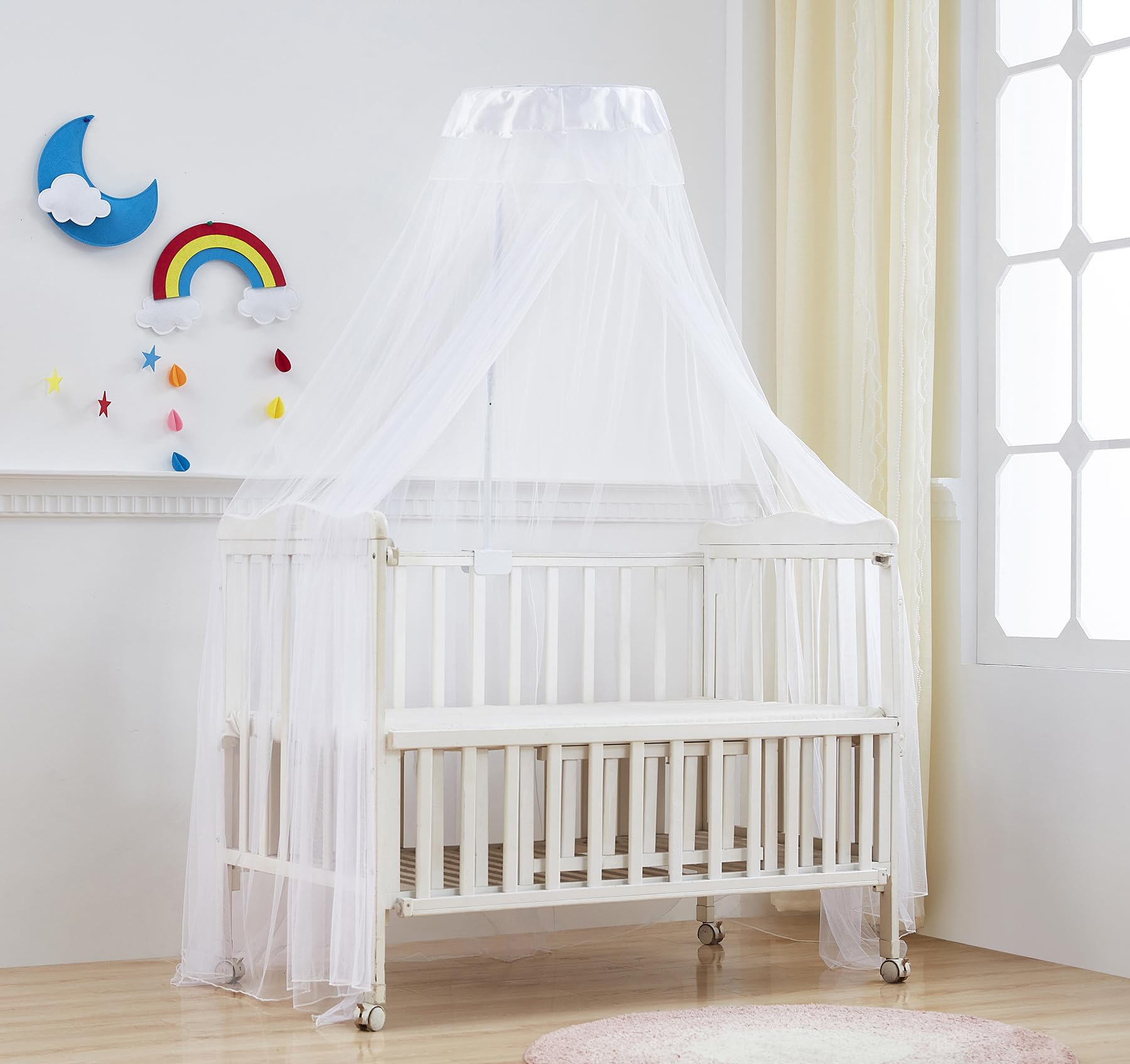 Amazon.com: Mengersi Bed Canopy Crib Canopy Holder Mosquito Net with ...