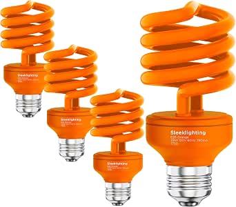 SLEEKLIGHTING 23 Watt T2 Orange Light Spiral CFL Light Bulb, UL ...