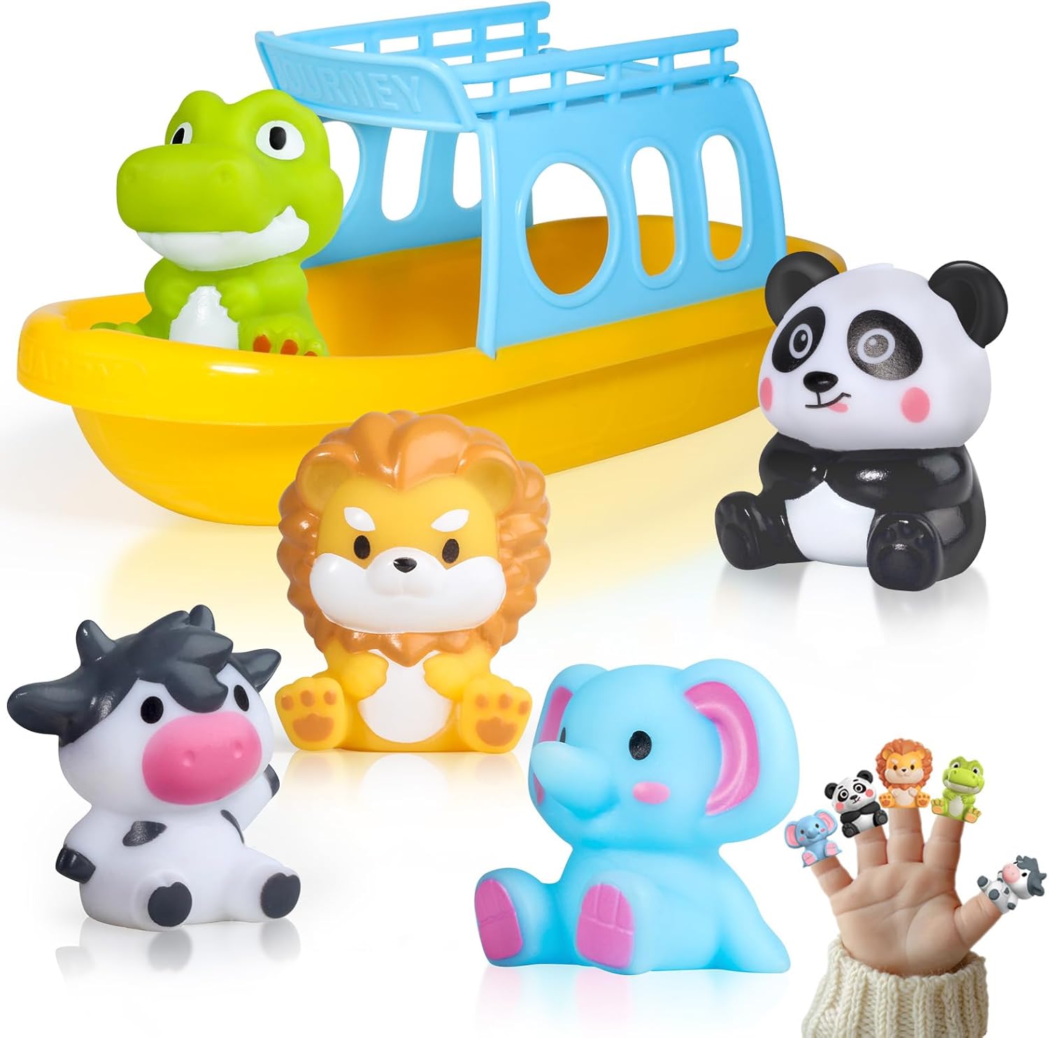Amazon.com: Oriate Bath Toys Boat and Finger Puppets, 5PCS Rubber ...