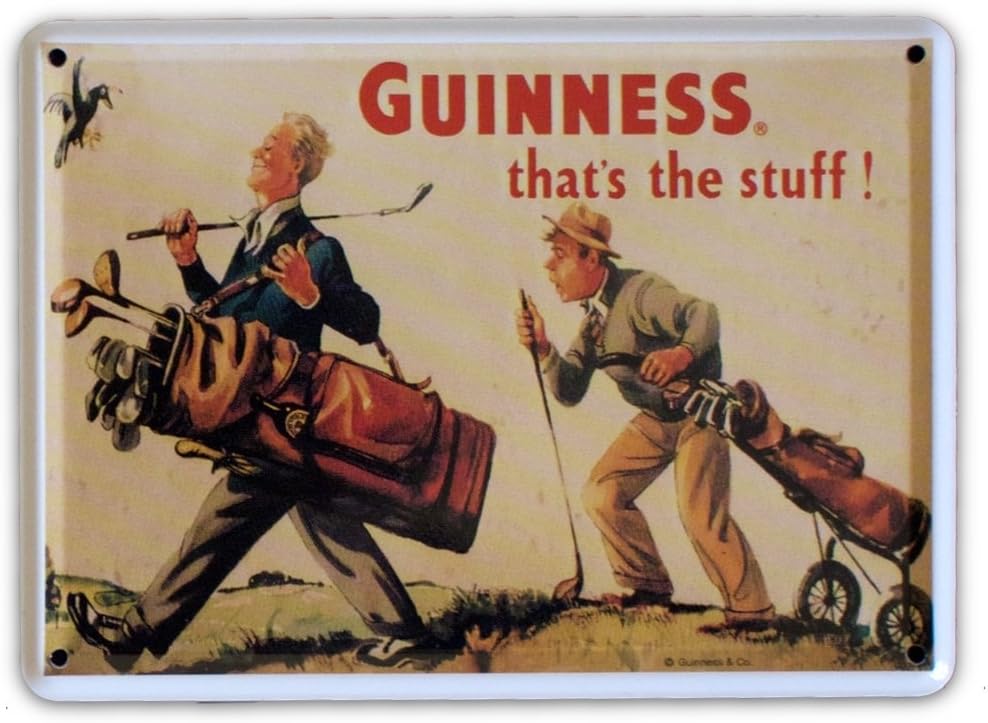 Amazon.com: Guinness Golfers Mini Metal Sign / Postcard 4".5" x 3" (hi ...