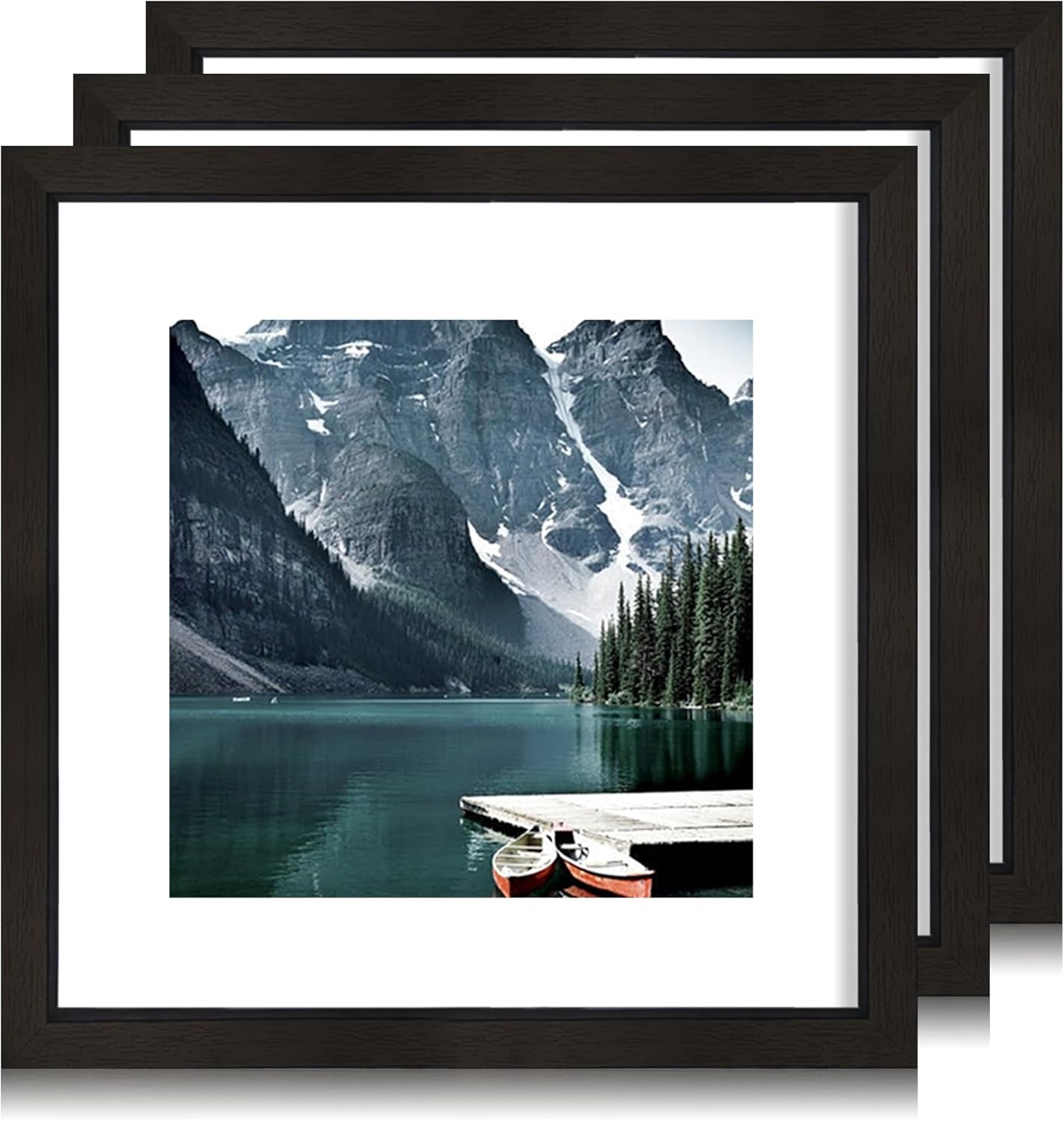 Amazon.com - Hongkee 11x11 Black Picture Frame set of 3, Made of Wooden ...