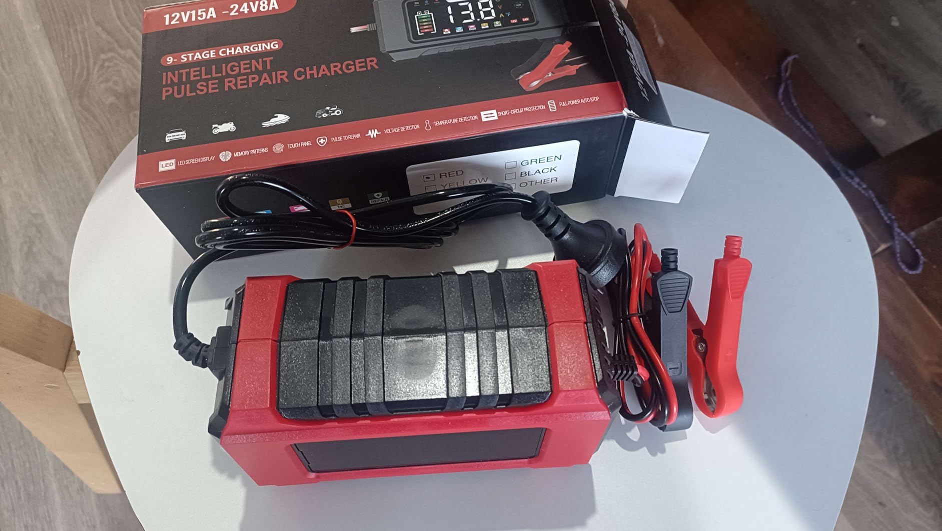 AILRINNI Car Battery Charger 15-Amp - 12V and 24V Smart Car Battery ...