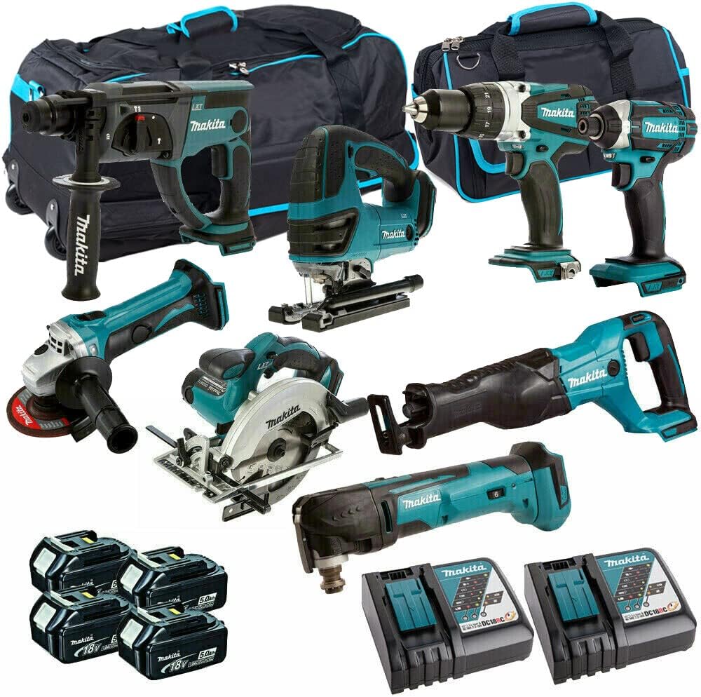 Makita 18V Li-ion 6 Piece Cordless Power Tool Kit with 3 x 5.0Ah ...