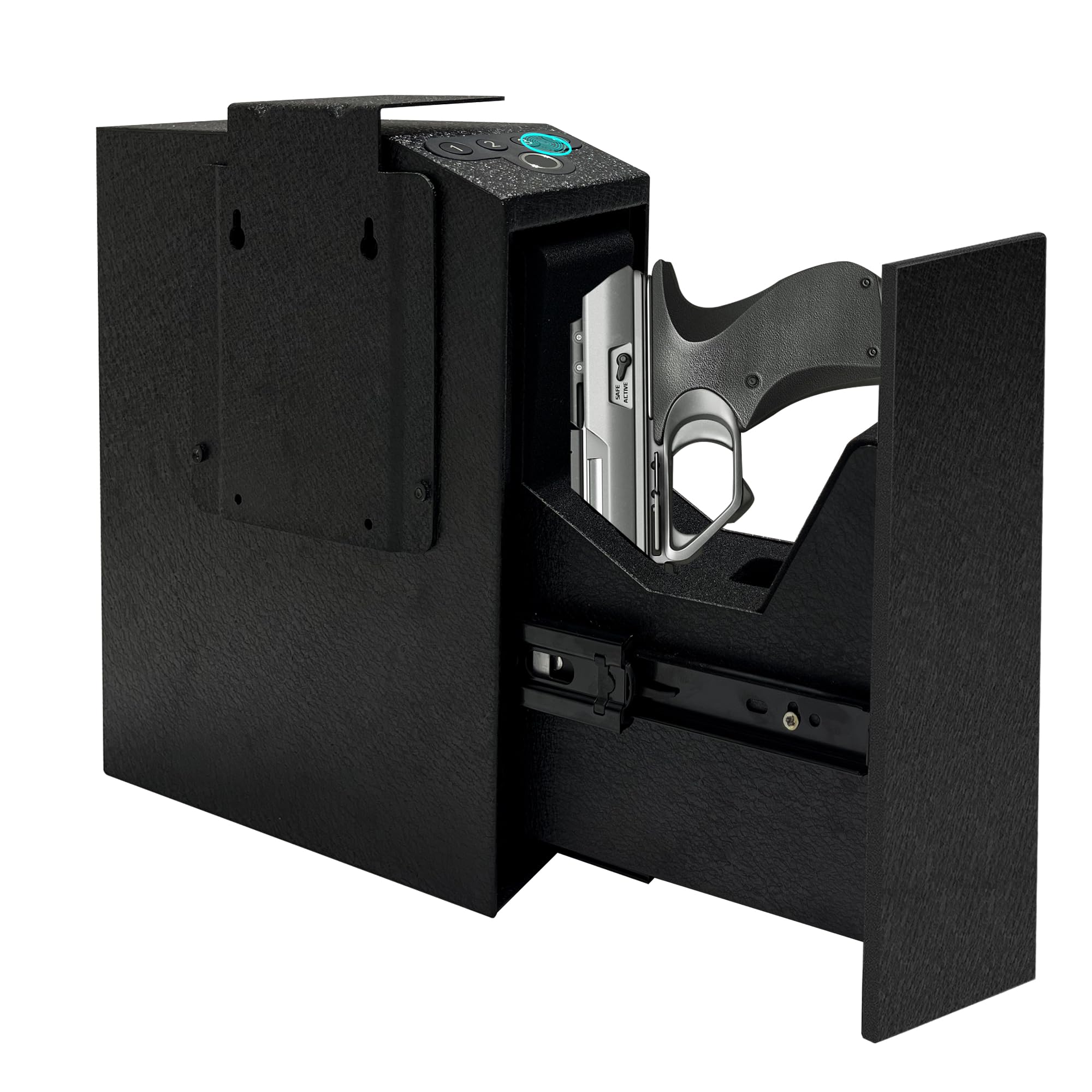 Gun Safe Biometric Pistol Safe, Mounted Nightstand Quick Access Handgun ...