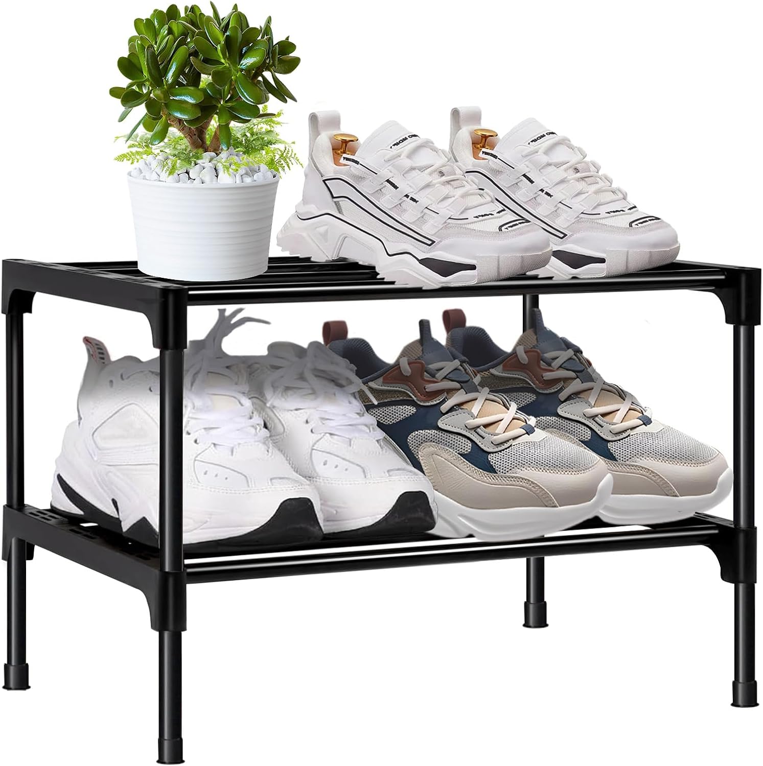 XIANGLV Shoe Rack Small Shoe Storage 2 Tier Shoe Rack Stackable Small ...