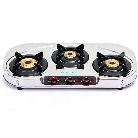 MILTON Champion Pro Toughened Glass Top Gas Stove 3 Burners I Auto ...