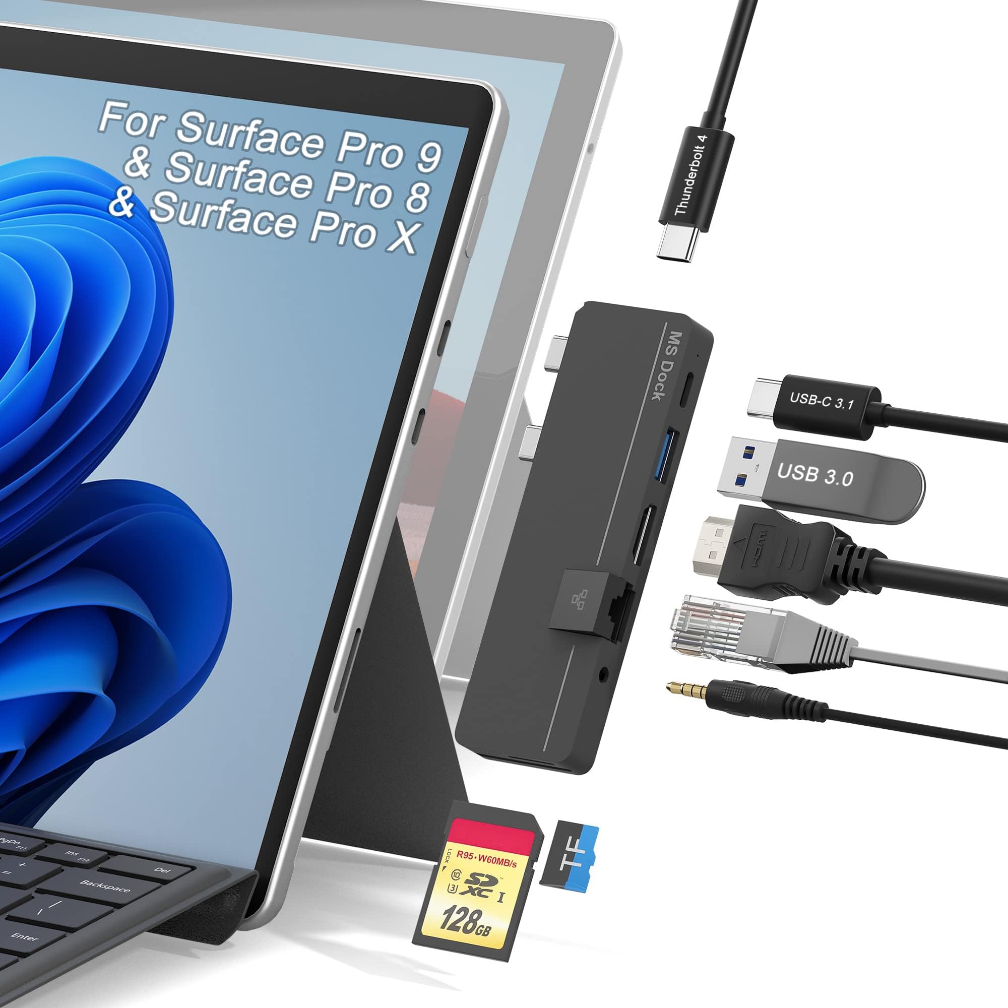 Surface Pro 9/8 Docking Station with 8 Ports [100W USB C Thunerbolt 4 ...