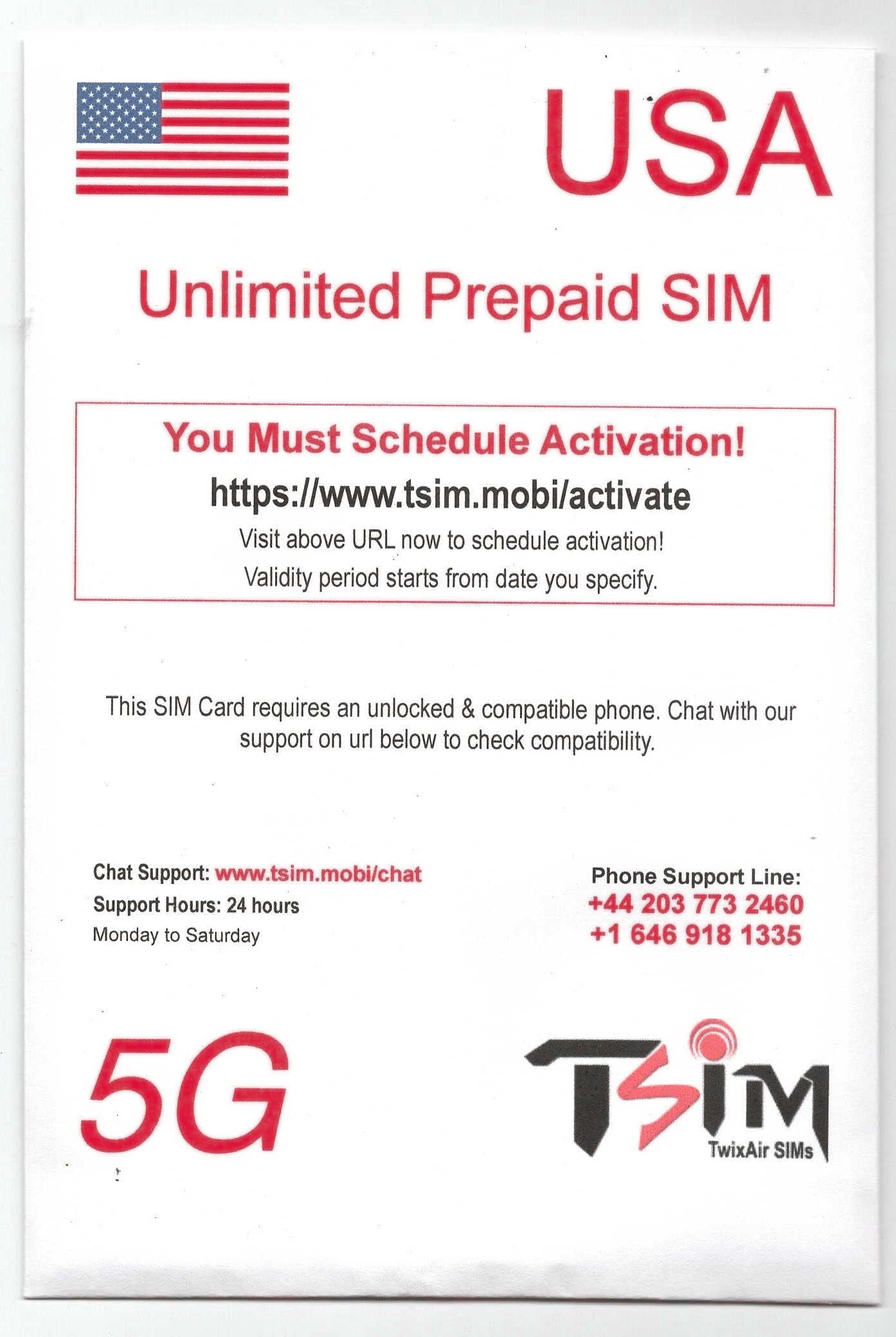 TSIM 9 Day T-Mobile 5G SIM Card, Unlimited Data, Calls & Texts for ...