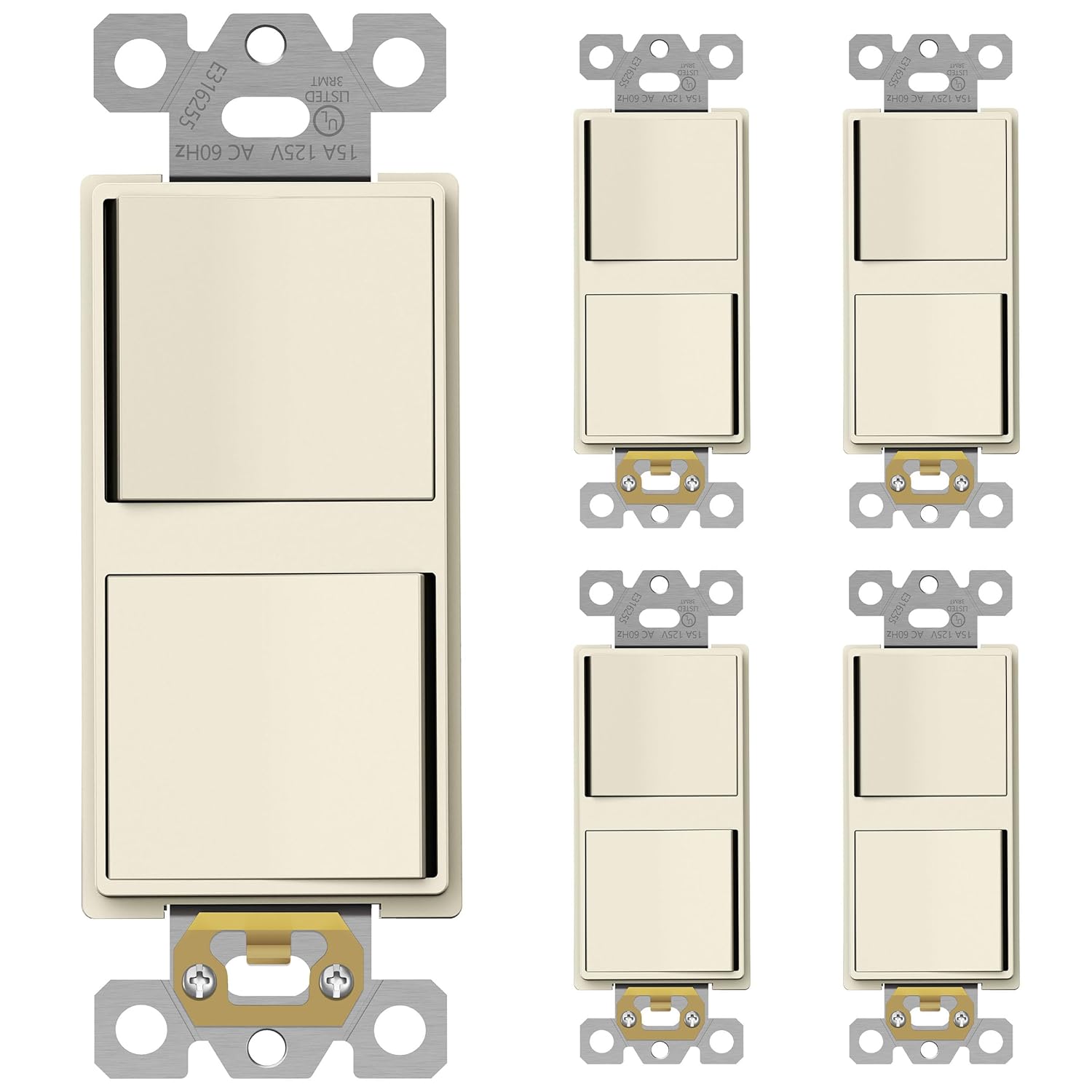 ENERLITES Double Paddle Rocker Decorator Switch, Ground Terminal, Push ...