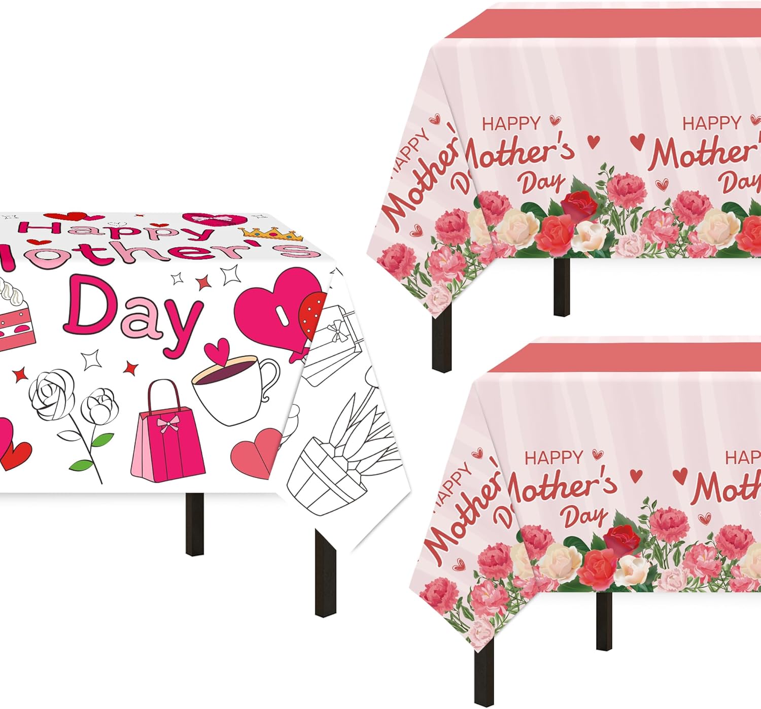Amazon.com: 2 Pack Mothers Day Tablecloth, 54" x 108" Mother's Day ...