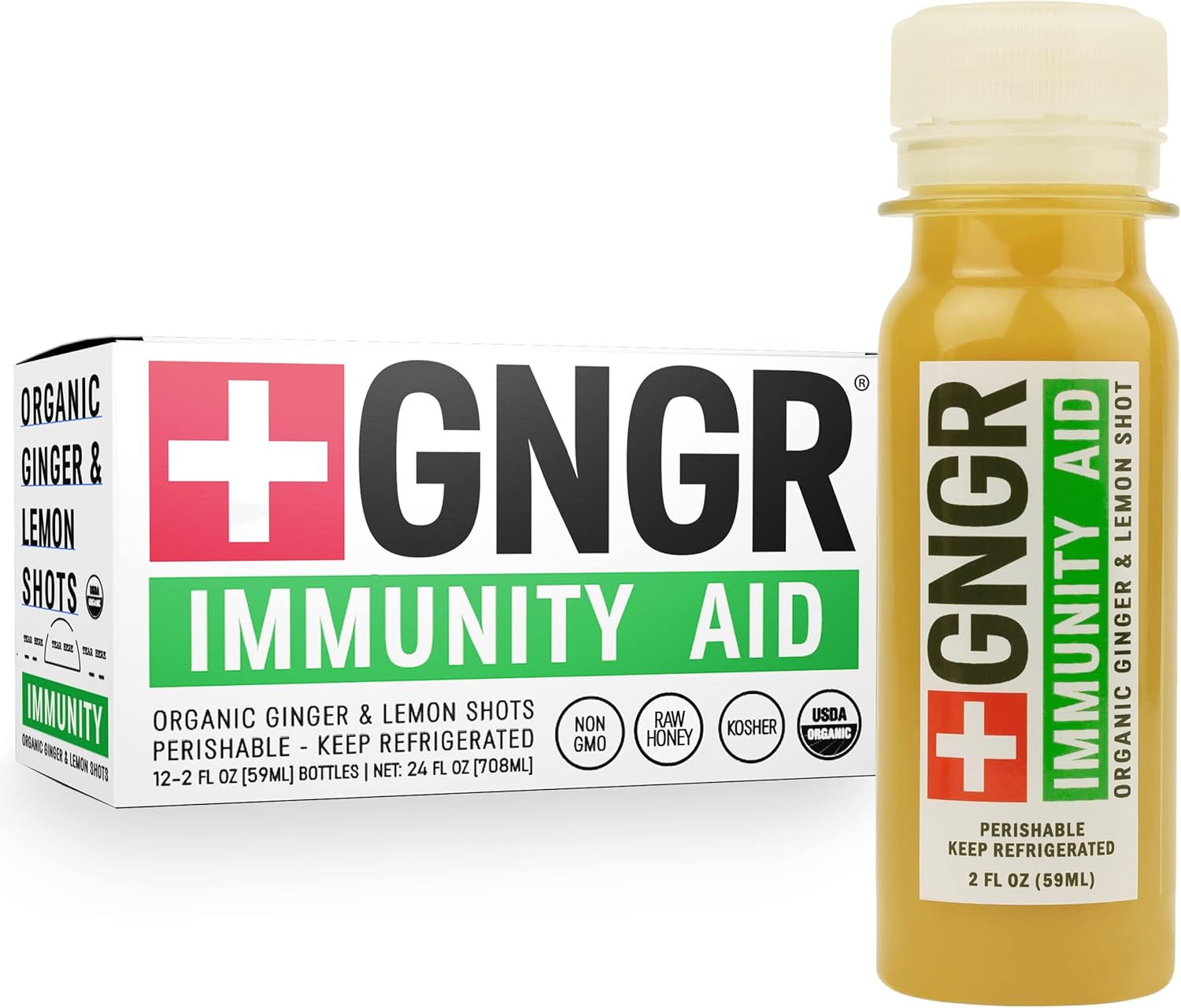 Amazon.com: +GNGR Immunity Aid Organic Ginger Shots with Lemon ...