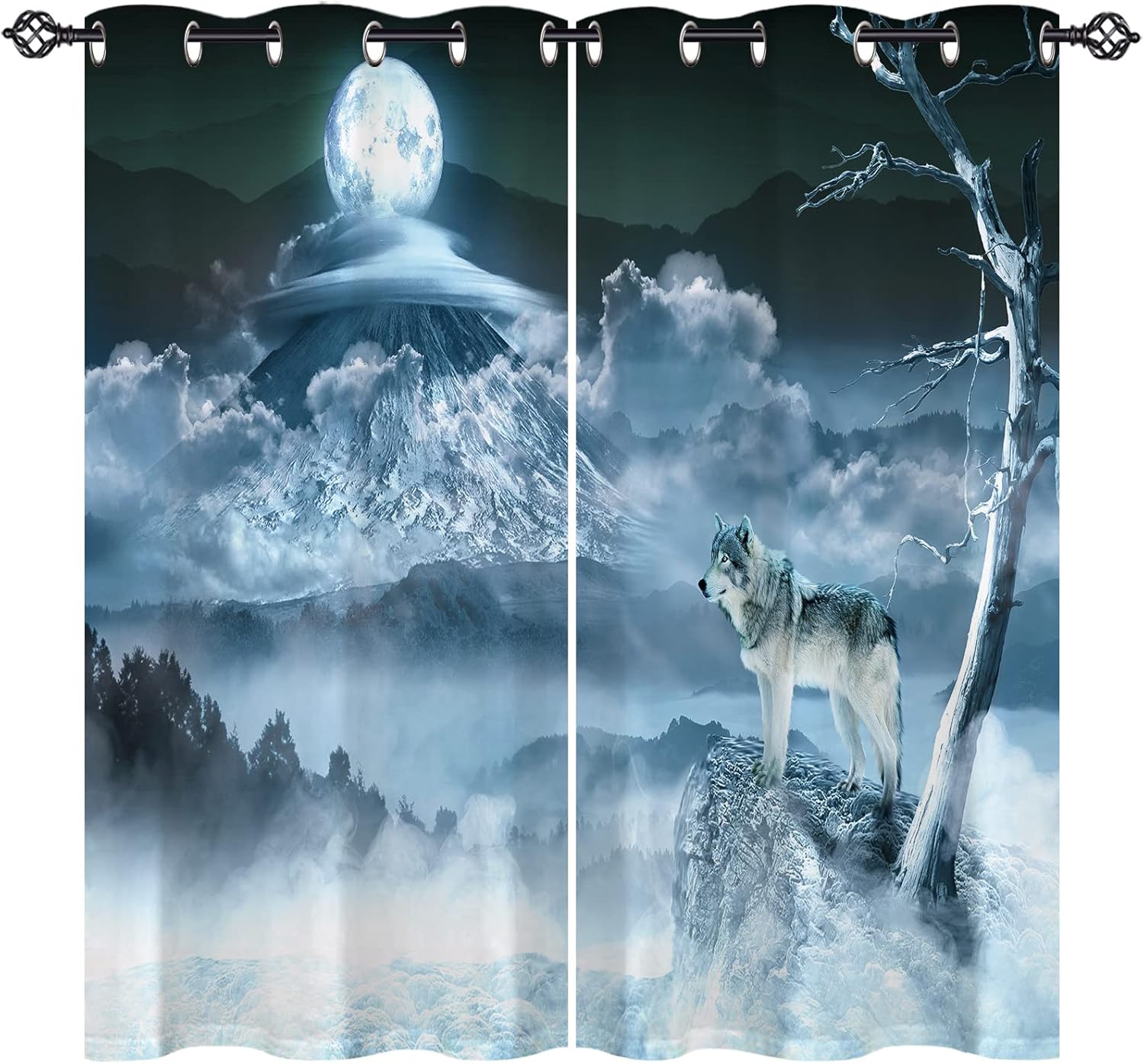 ANHOPE Wolf Curtains Eyelet Soft Thermal Insulated Ring Top 80% ...