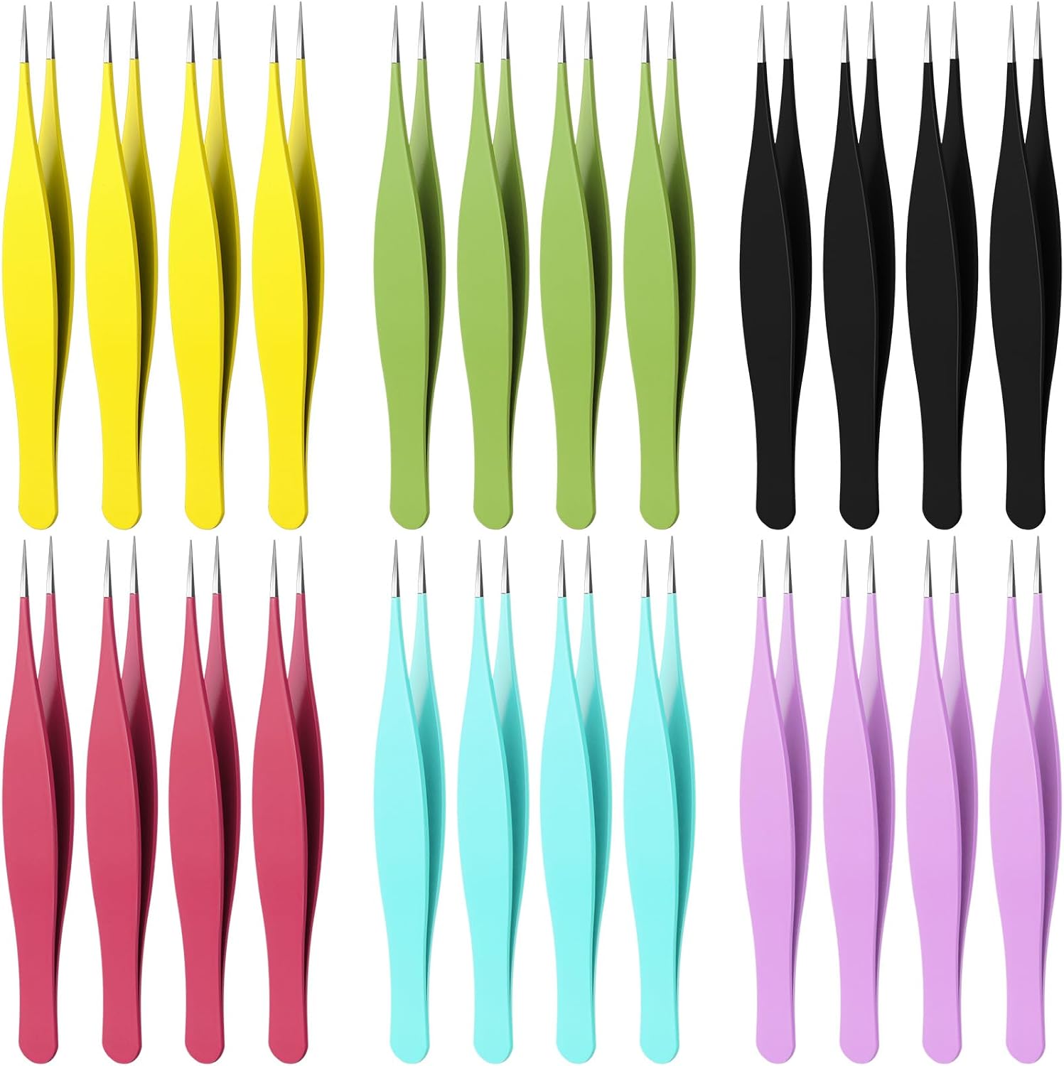 Amazon.com : Gisafai 24 Pcs Tweezers for Ingrown Hair Sharp Precision ...
