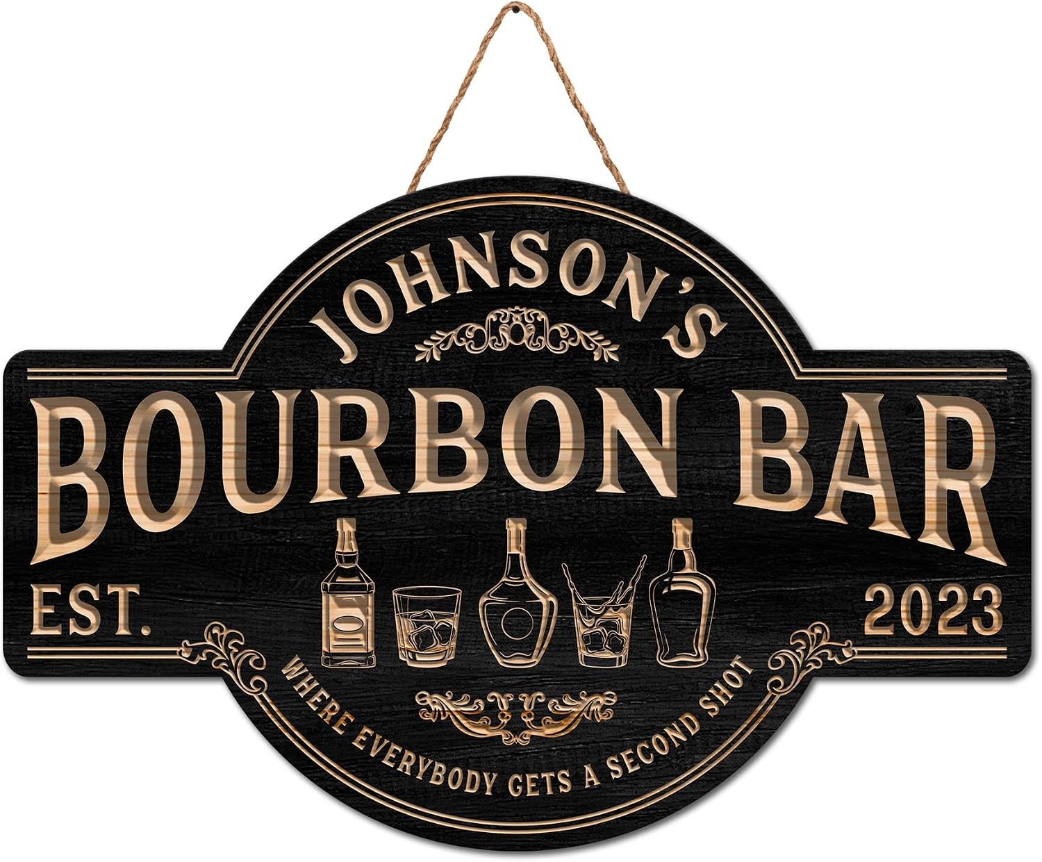 Amazon.com: V VIBEPY All Over Printed, Personalized Bourbon Bar Sign ...