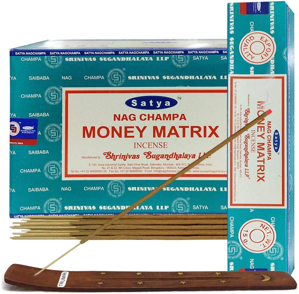 Amazon.com: Satya Nag Champa Money Matrix Incense Sticks | Signature ...