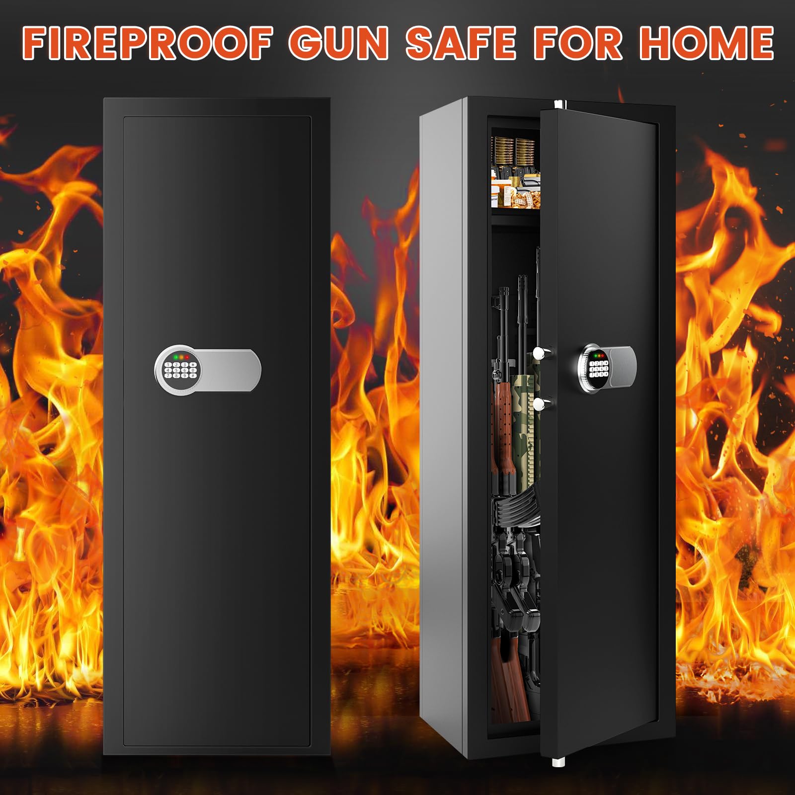 Snapklik.com : Sapekity Large Gun Safe For 6-8 Guns, Fireproof Gun ...
