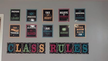 Amazon.com: 20 Pieces Classroom Bulletin Board Posters Class Rules ...