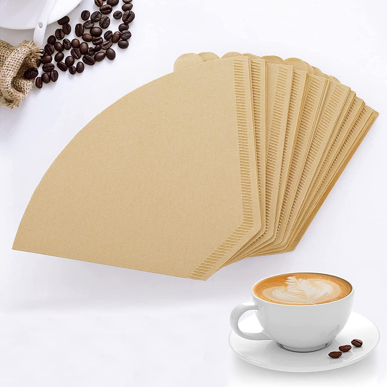 100 Count #4 Cone Coffee Filters 8-12 Cup, Unbleached Natural Brown ...