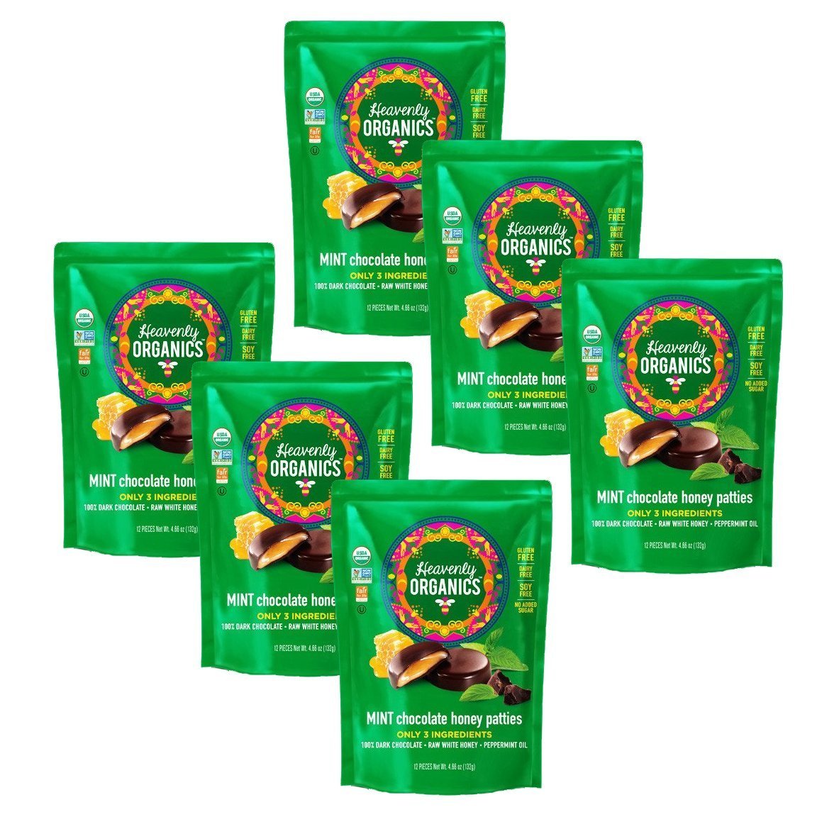 Amazon.com : Heavenly Organics Mint Chocolate Honey Patties, (6 Bags ...