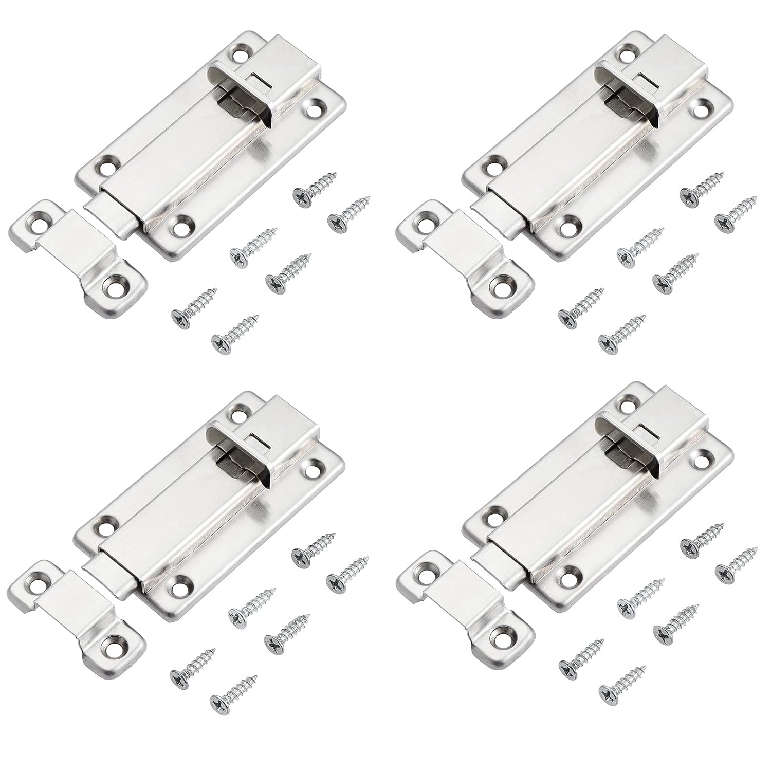 OCR 4PCS Door Bolts Stainless Steel Latch Sliding Door Lock Surface ...