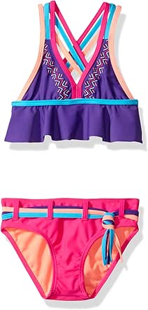 Amazon.com: LiMiTeD Too Girls' Colorblock W/emb Bikini, Purple, 2T ...