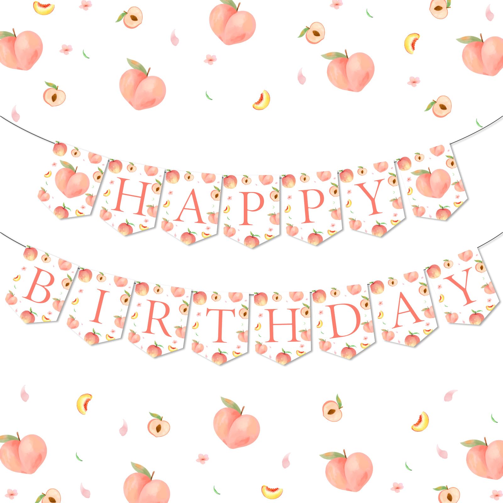 Amazon.com: Peach Happy Birthday Banner for Girl, Peach Themed Birthday ...