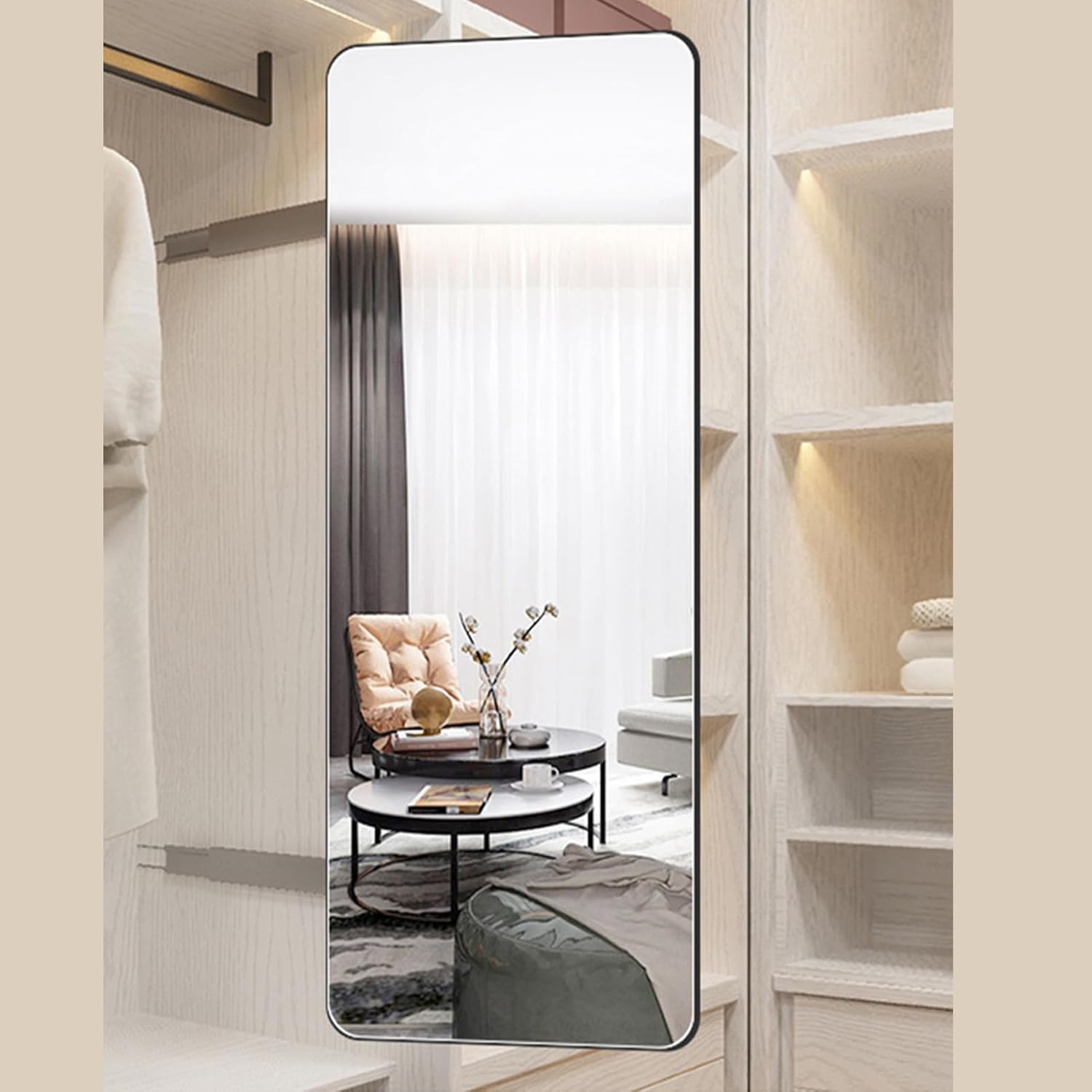 Full Length Invisible Pull-Out Mirror Push-Pull Telescopic Sliding ...