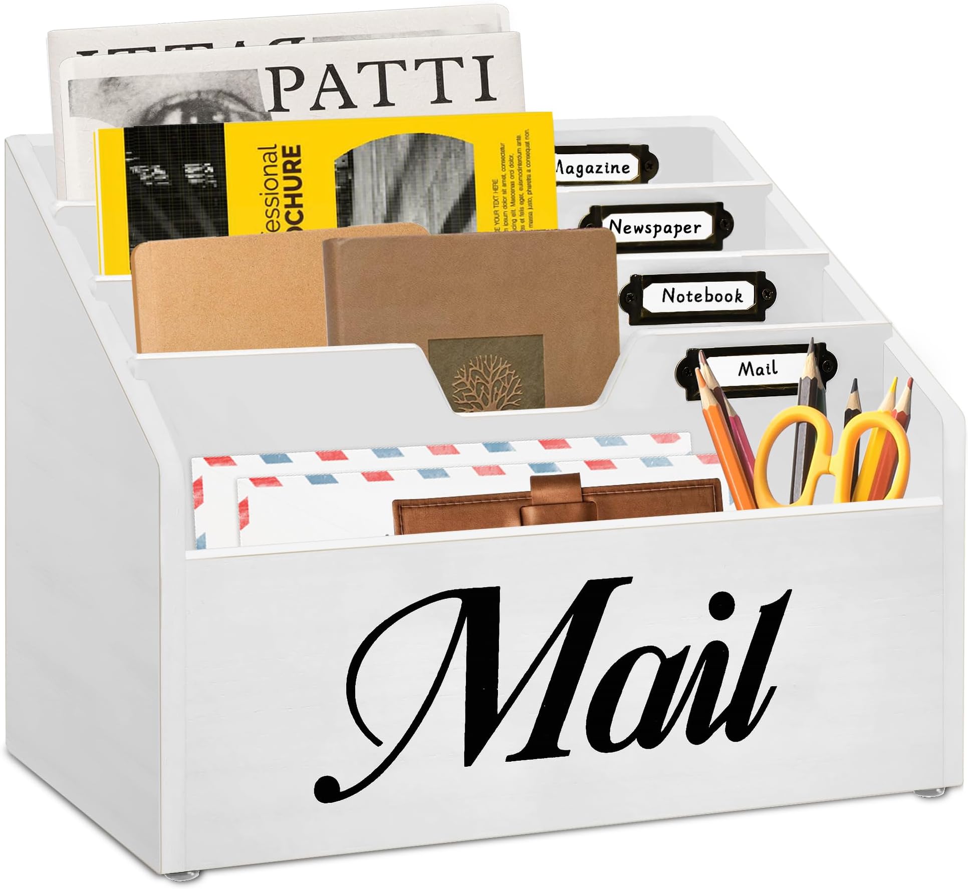 Amazon.com : PICKKROSS Rustic Mail Organizer for Desk, Mail Holder File ...