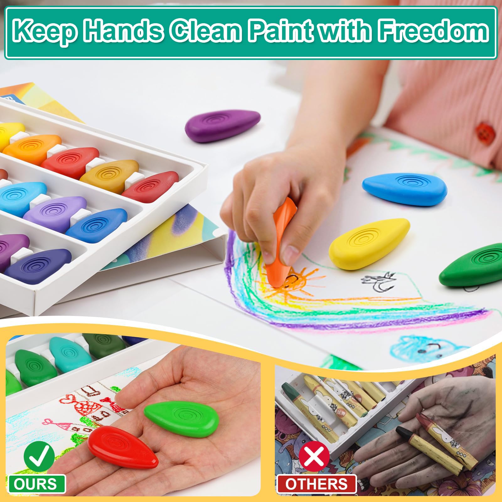 24 Colors Crayons for Kids,My First Jumbo Crayons for Toddlers with ...