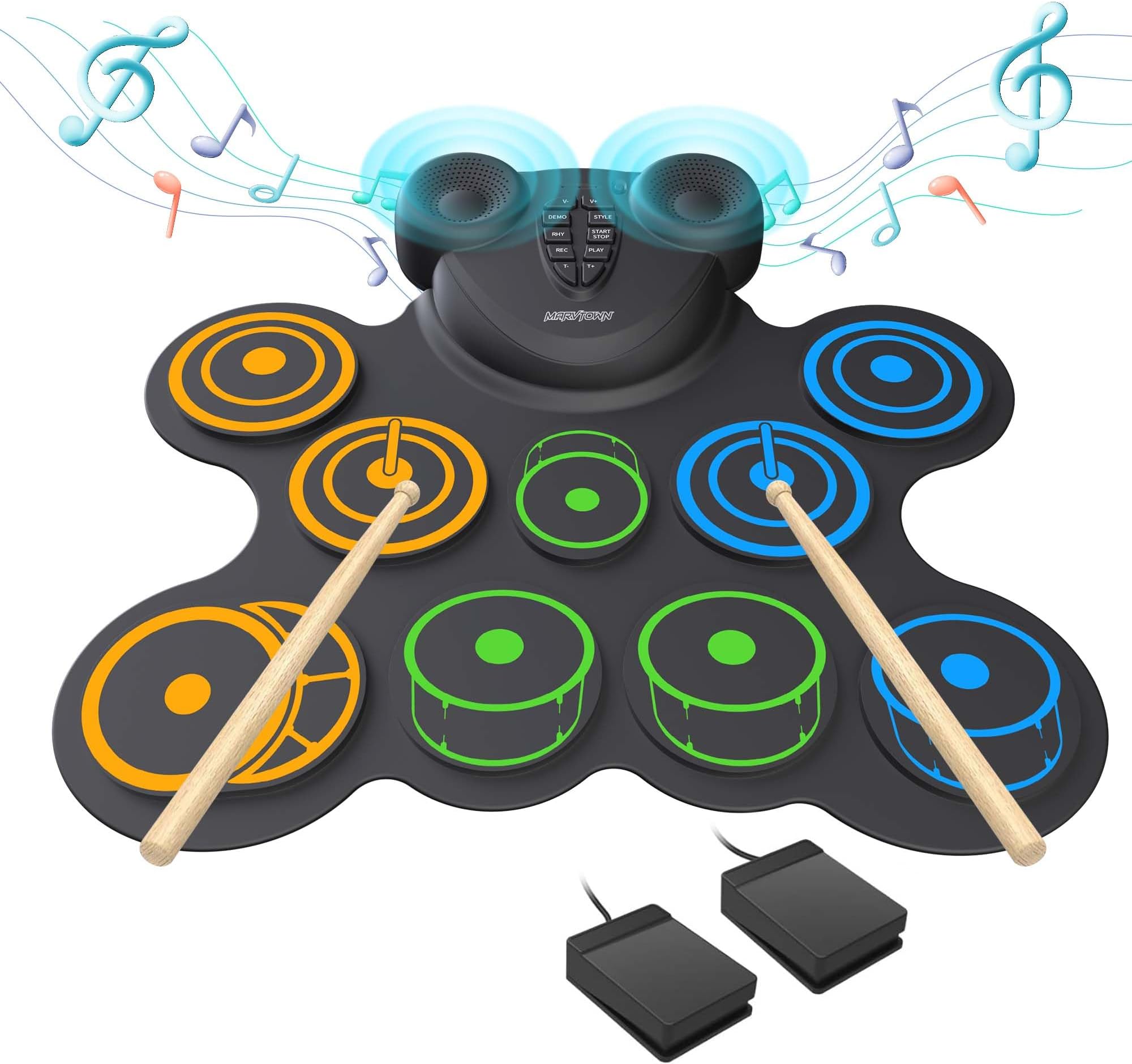 Amazon.com: MARVTOWN 10 Pads Electronic Drum Sets,Electric Drum Set ...