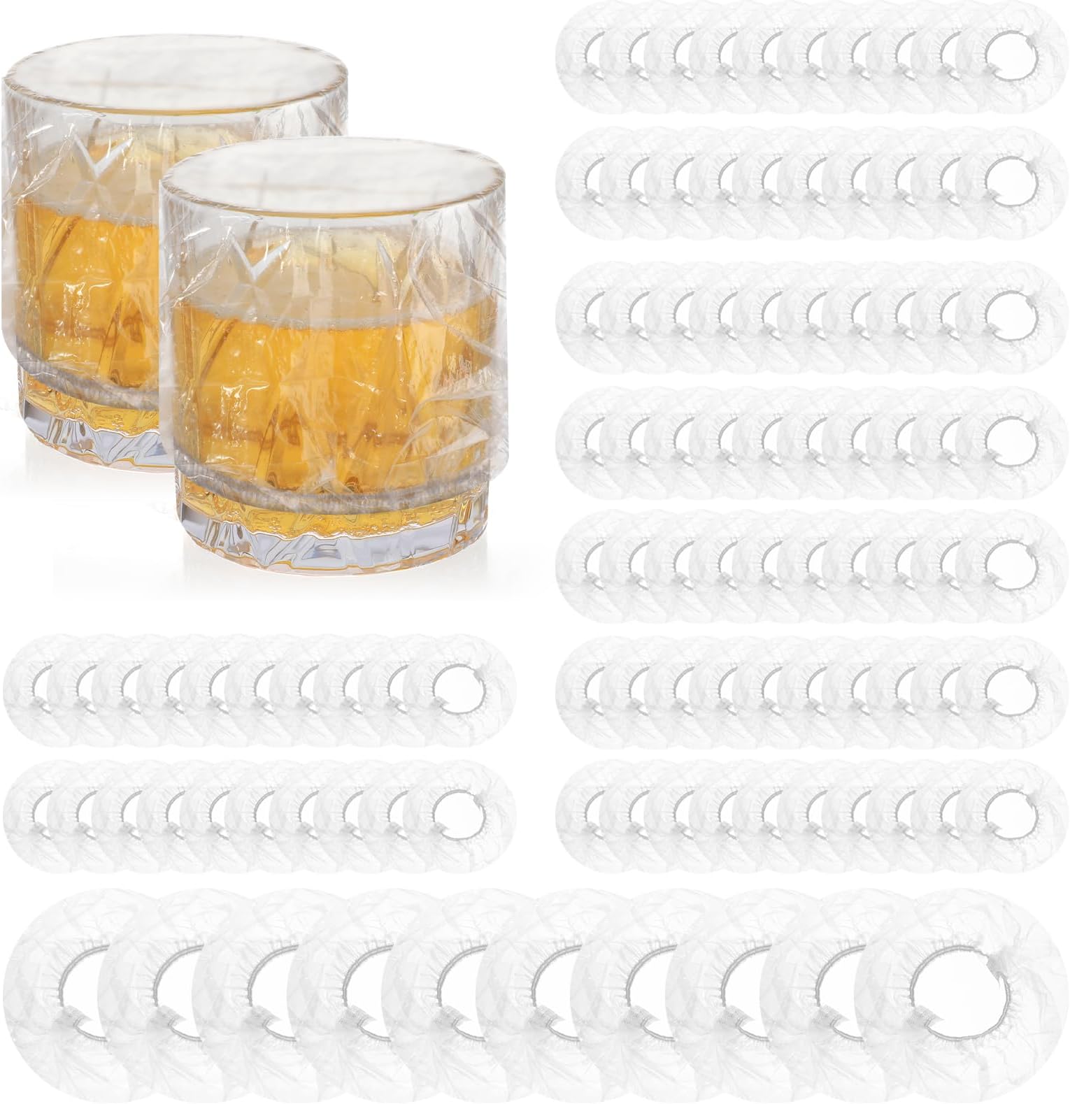 Amazon.com: 100 Pcs Scrunchie Drink Covers, Bulk Disposable Plastic ...