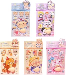 Amazon.co.jp: Animal 3D Stickers, 5 Pieces, Tummy Squishy, Tummy ...