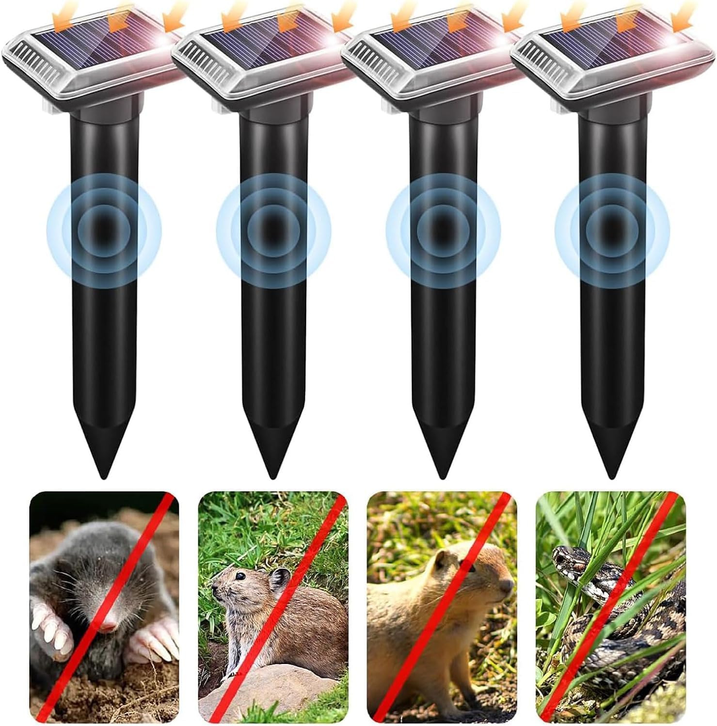 Nitoer Rodent Repellent ultrasonic-4Packs Solar Ultrasonic Mole ...