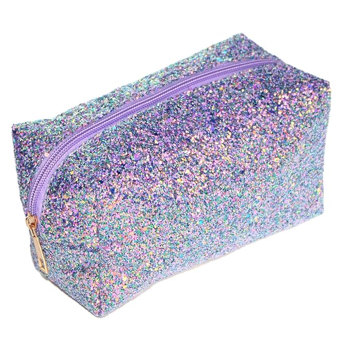 Amazon.com: Colorful Glitter Shine Cosmetic Pouch Waterproof Zipper ...
