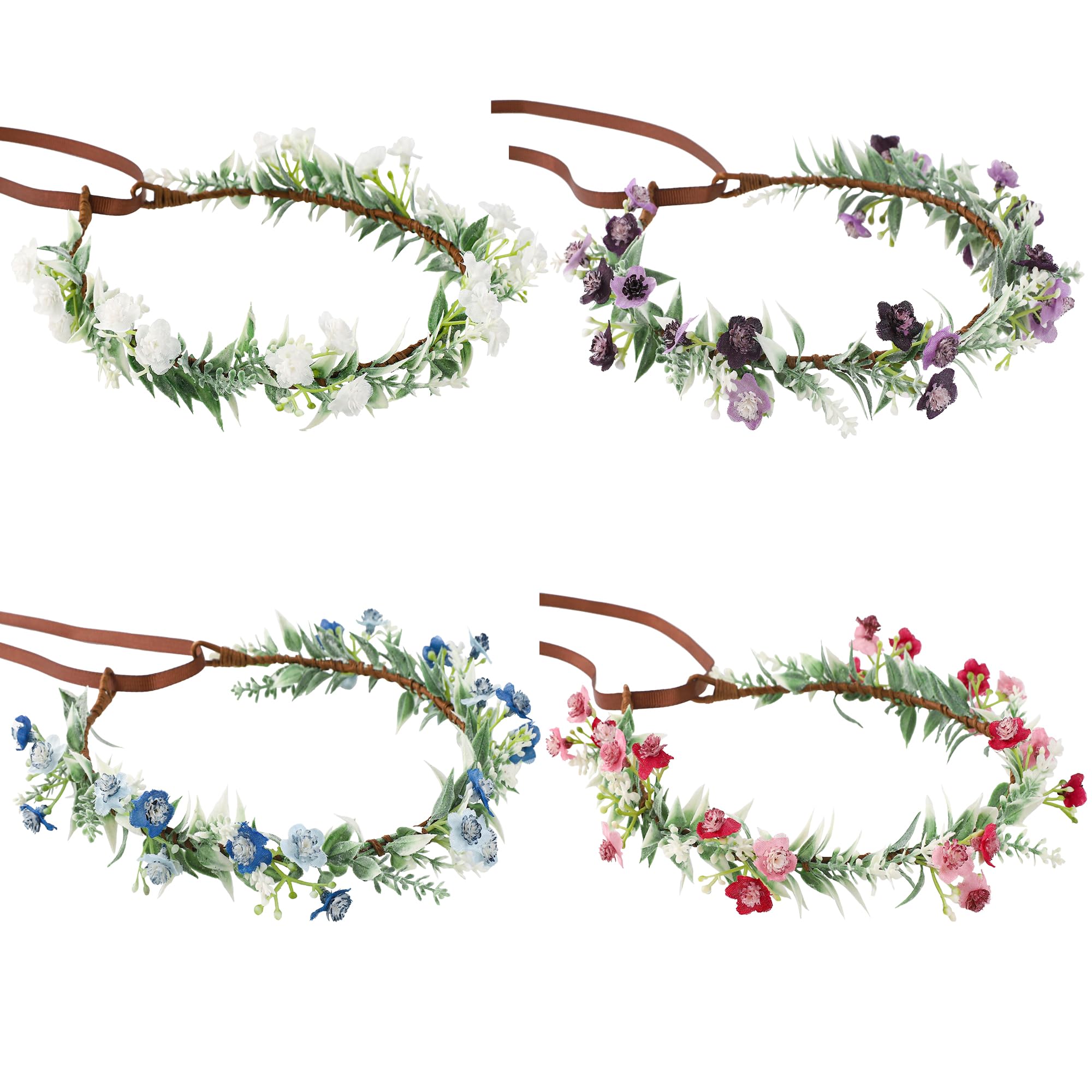 Amazon.com: KorViSHOW Handmade Weeding Flower Crowns - 4Pcs Renaissance ...