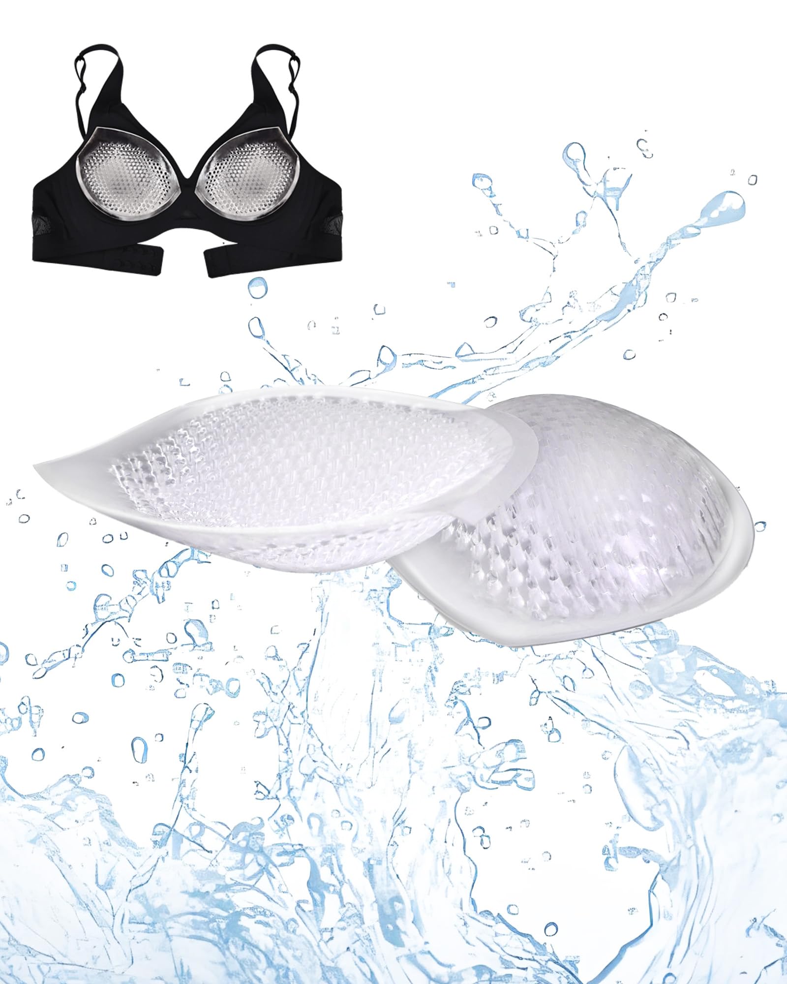 Niidor Breathable Mesh Silicone Insert Bra Pads, Clear Gel Invisible ...