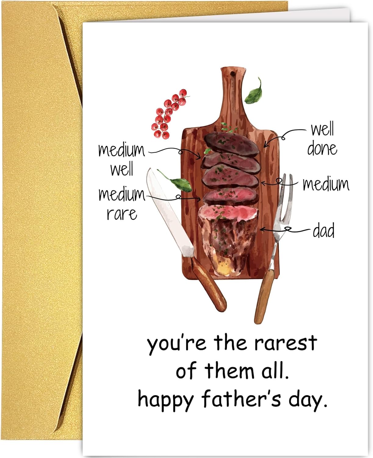 Amazon.com: Supoeguk Humorous Grill Steak Father's Day Card, Funny Beef ...