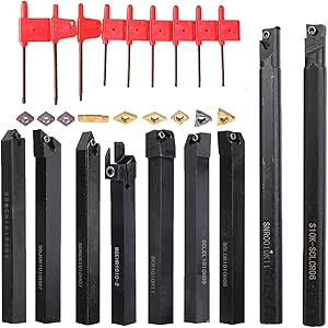 Carbide Insert Turning Tips Tool 9pcs 10mm Shank Lathe Boring Bar ...