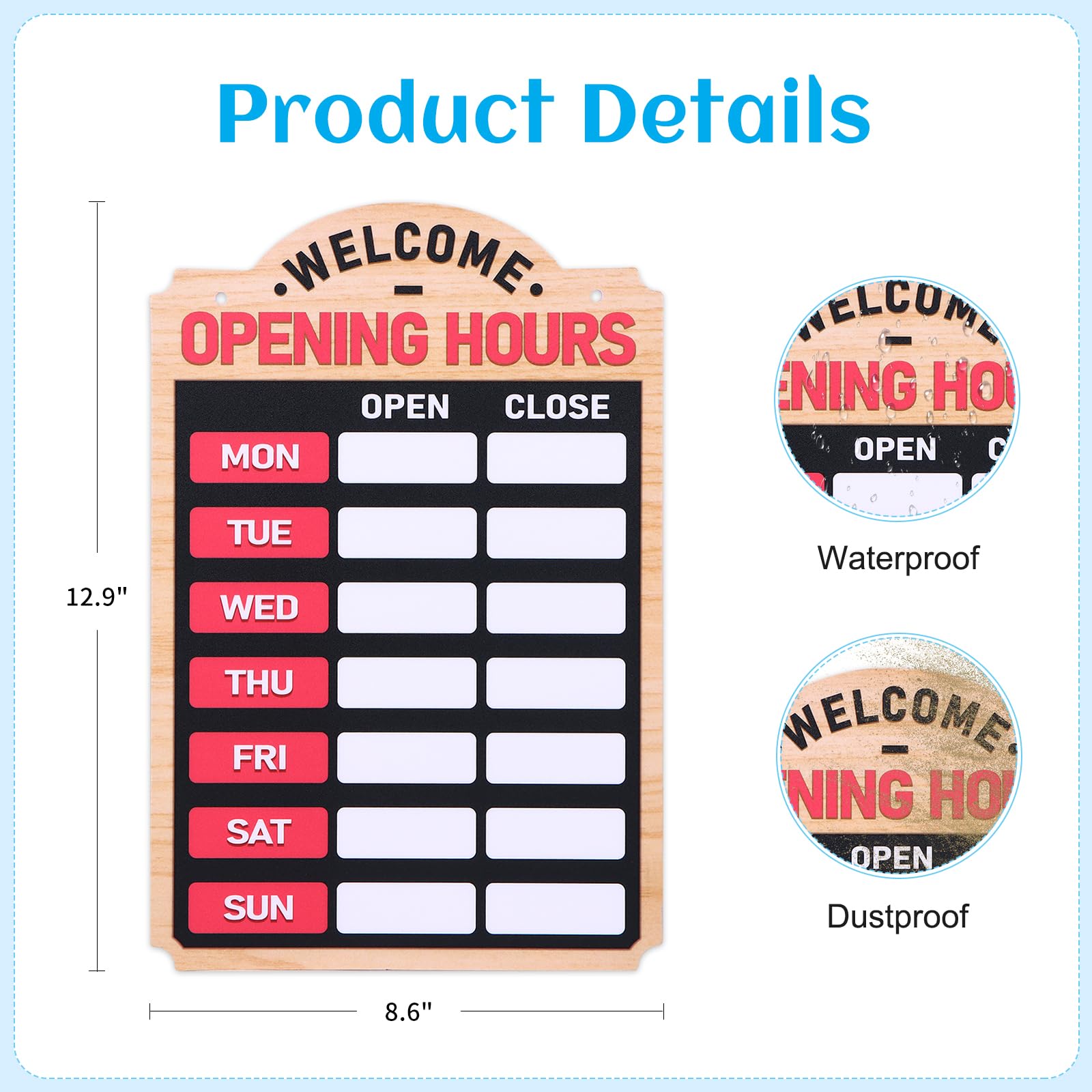 Snapklik.com : Business Hours Sign - 129"x 8.6" Open Close Sign Black ...