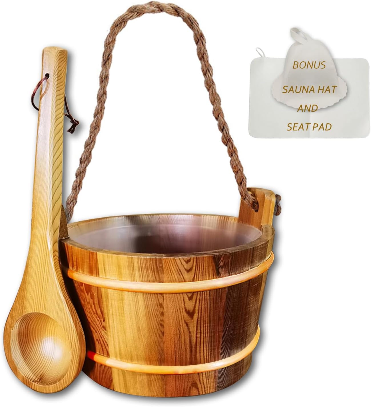 Amazon.com : Astarama Sauna Bucket and Ladle, Handmade Cedar Wooden Hot ...