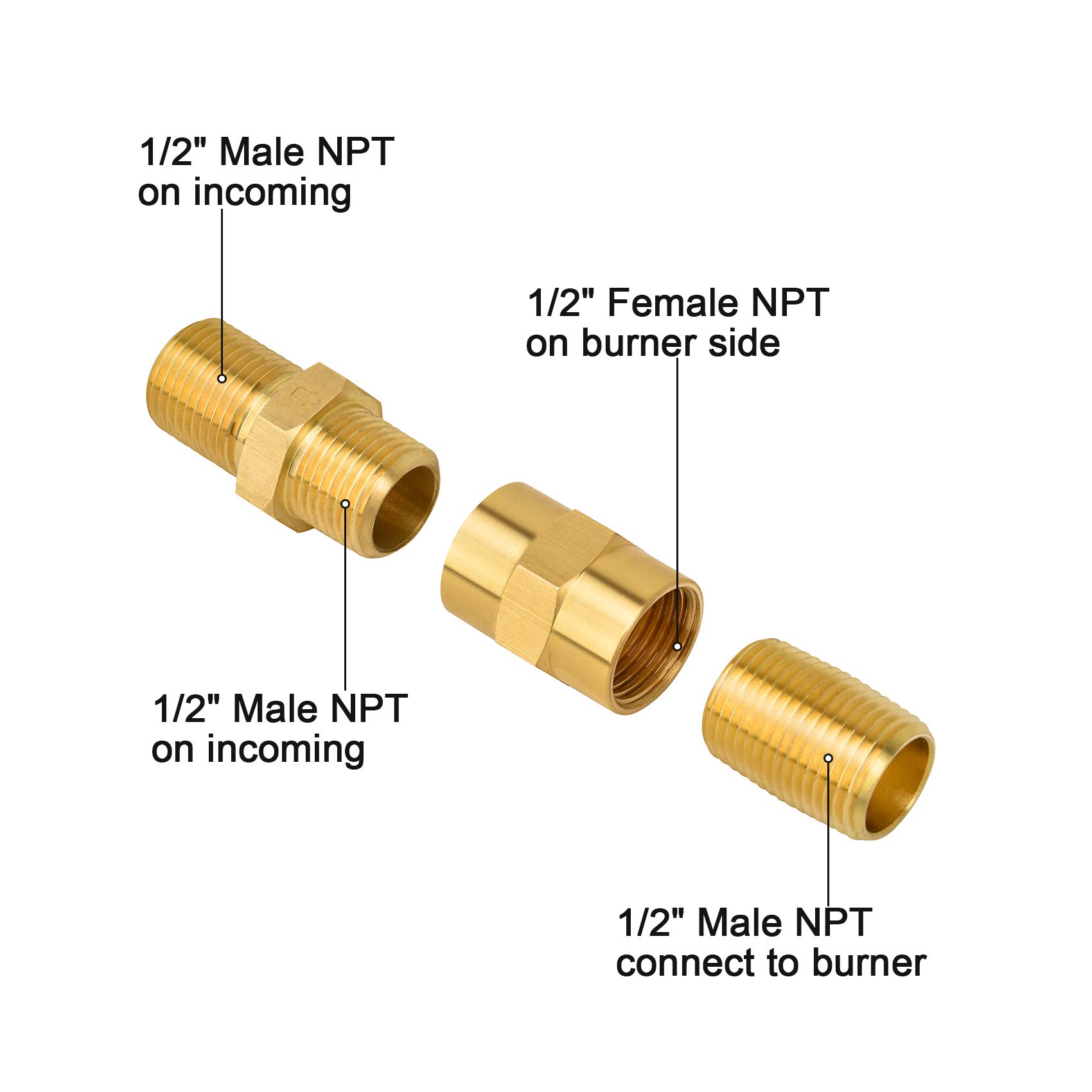 Snapklik.com : Stanbroil Fire Pit Burners Air Mixture Valve, Solid Brass 1/2" Air Mixer Valve