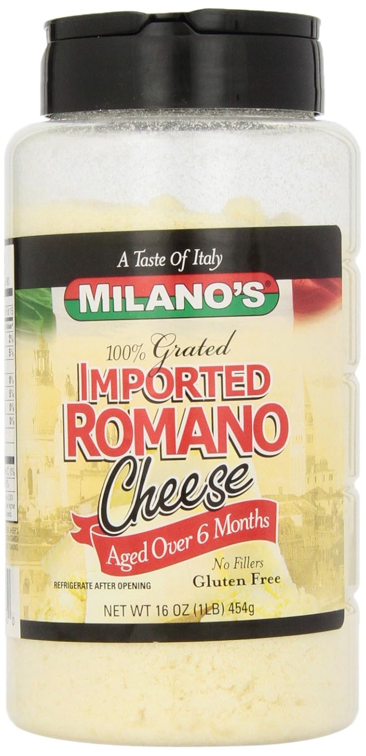 Amazon.com: Milano's 100% Imported Romano Cheese Jar,16 Ounce : Grocery ...