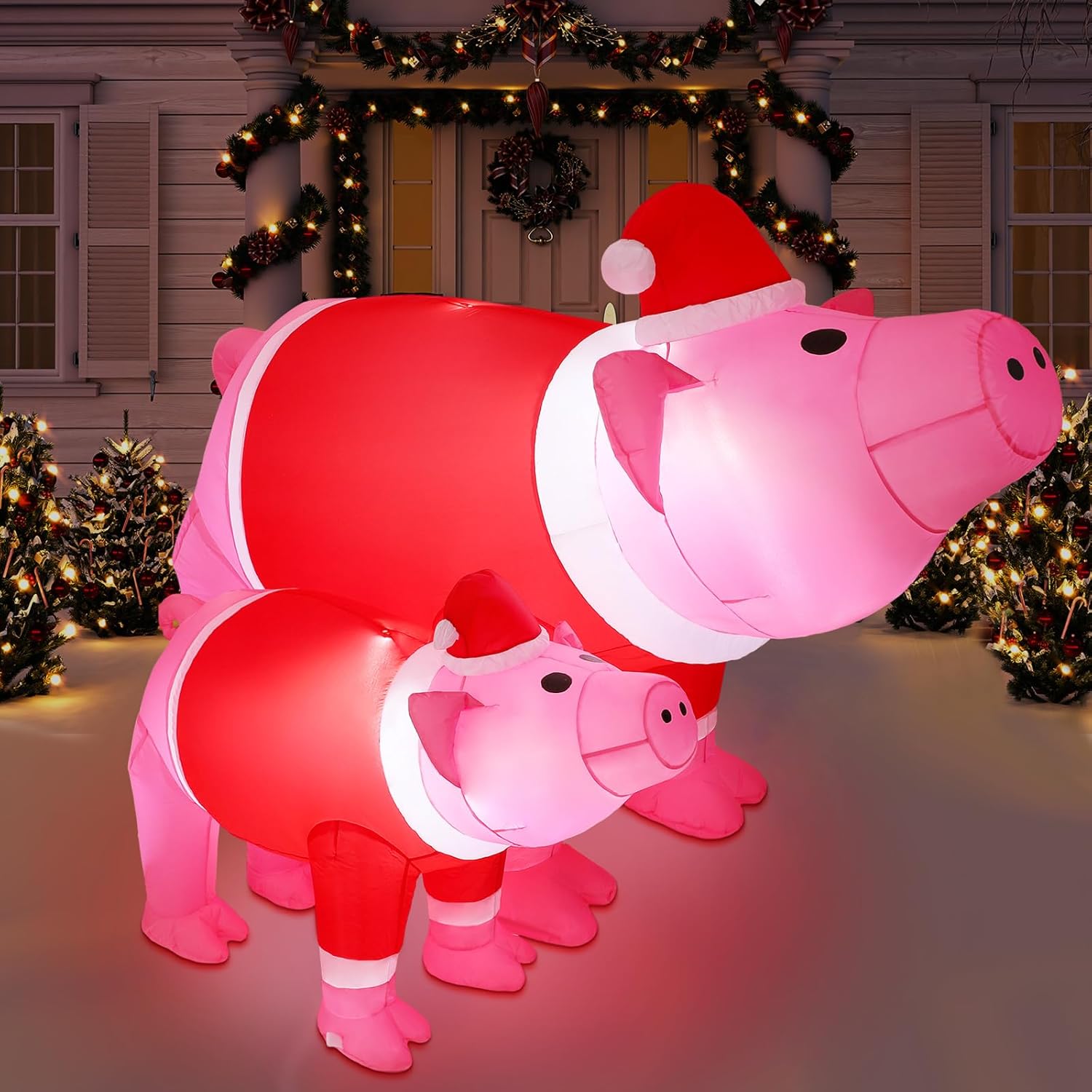 Amazon.com: Shappy 4.7ft Huge Christmas Inflatable Pig Pink Inflatable ...