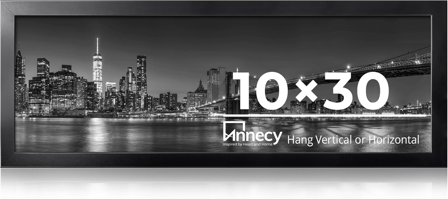 Amazon.com - Annecy 10x30 Picture Frame Black, Panoramic Picture Frame ...